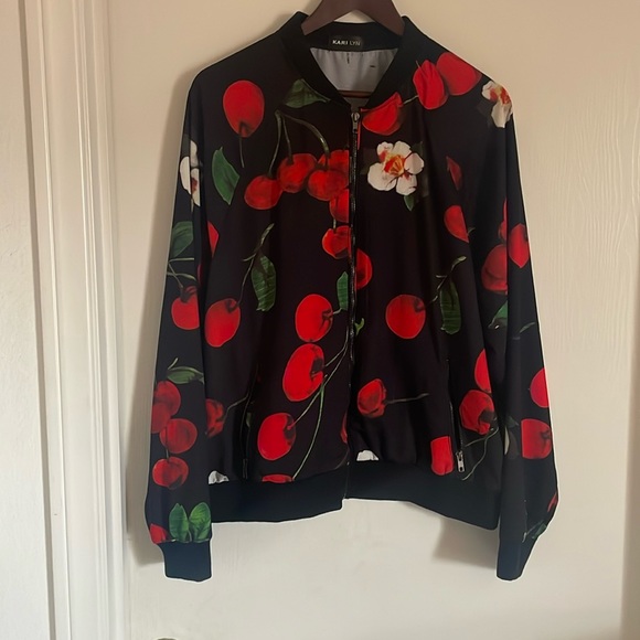 Kari Lyn | Jackets & Coats | Kari Lyn Cherry Bomber | Poshmark
